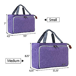 Luxja Crochet Tote Bag, Yarn Storage Bag for Small Unfinished Projects, Crochet Hooks and Other Accessories, Purple