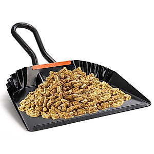 TOPZEA 2 Pack Black Metal Dustpan, 12 Inch Heavy Duty Steel Dust Pan with Handle Handheld Dustpan Wide Scooper for Indoor, Outdoor, Fireplace, Industrial and Commercial Use