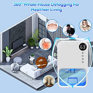 Ssoiew 128 OZ Dehumidifier for Bedroom, 592 Sq.ft Semiconductor Silent Dehumidifier with 7-Color Light, Timer, Sleep Mode, Auto-Shutoff, Small Dehumidifier for Bathroom, Basement, Closet, RV, white