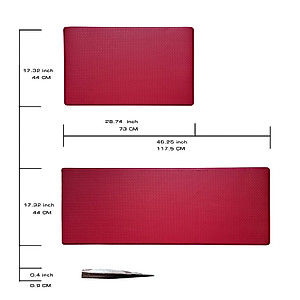UPHTEH Anti Fatigue Kitchen Mats for Floor 2 Piece Set,17.32 * 28.74 and 17.32 * 46.25,Non Slip Waterproof Kitchen Mats and Rugs Ergonomic Comfort Mat for Kitchen,Home,Office,Sink,Laundry Room (red)