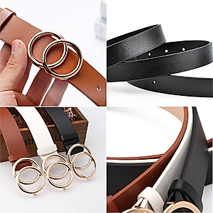 Tergy 6 Pieces Faux Leather Waist Belt for Women Double O-Ring Belt for Jeans Dresses Pants