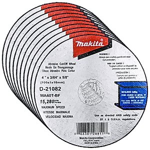 Makita 10 Pack - 4 Inch Cut Off Wheels For 4" Grinders - Aggressive Cutting For Metal & Stainless Steel