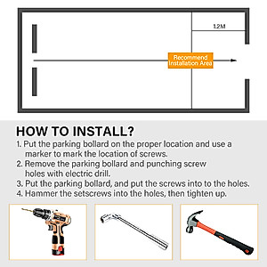 Spring Parking Post, Parking Barrier Parking Lock Folding Heavy Metal Parking Obstacle Pile with Warning Stripes, Parking Piles,Driveway Parking Interceptor Bollard (Red)