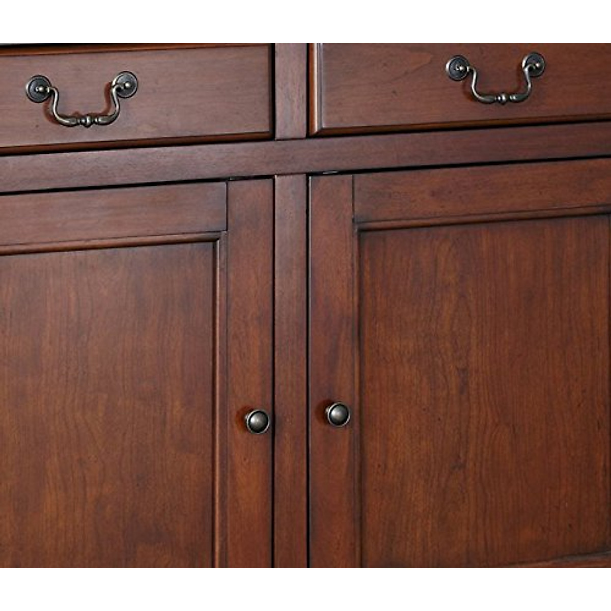 Homestyles Aspen Buffet with Storage and Felt Lined Drawers, 48 Inches Wide by 36 Inches High, Rustic Cherry