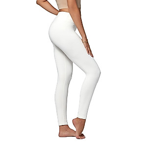 Conceited Leggings for Women - Tummy Control - 3" Waistband - Regular and Plus Size - Super White - Small - Medium