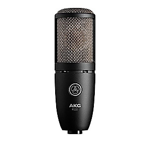AKG P220 Condenser Microphone Bundle with Studio Stand, Pop Filter and XLR Cable (4 Items)