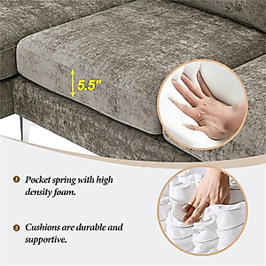 JAHH Convertible Sectional Sofa, Chenille L-Shaped Sofa Couch with Reversible Chaise Lounge, Fit for Living Room, Apartment (Color : E, Size : As Shown)