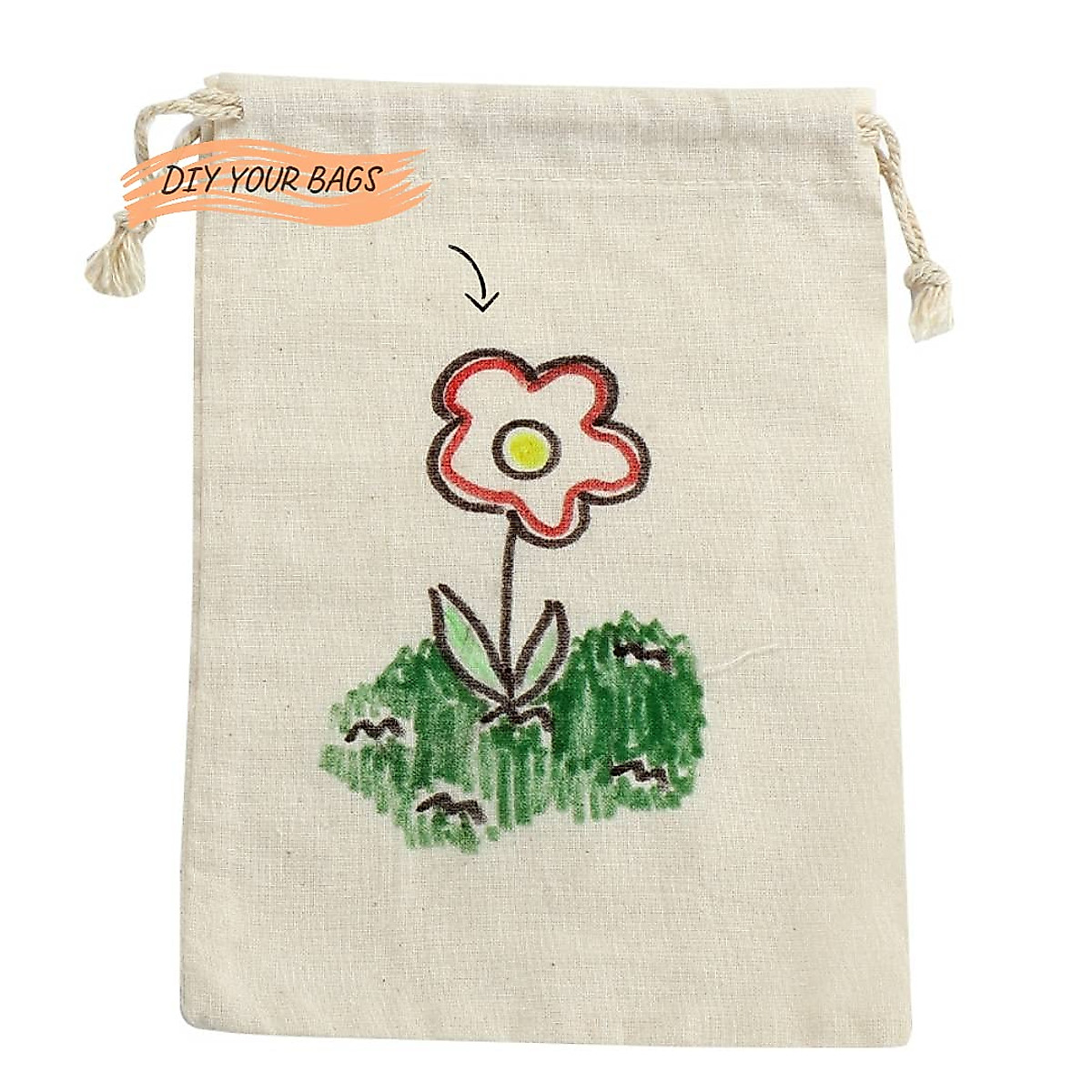 Sarasweet Cotton Muslin Drawstring Bags,Reusable Fabric Sachet Bag (4 by 6 Inches) Cloth Party Favor Gift Bags for Party Wedding Storage Home Supplies,50 Pieces Cotton Pouches