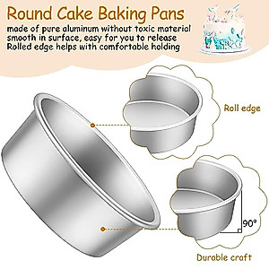 Mumufy 9 Pieces Round Cake Pans Aluminum Cake Pan Set Non Stick Small Cake Pans Sets Round Cheesecake Baking Pans for Home Party Baking Supplies (6 Inch, 8 Inch, 10 Inch)