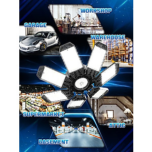 HAPYLUMI LED Garage Light 200W, Super Bright Garage Lights 20000LM Garage Lights Ceiling Led with 7 Adjustable Panels 6500K Led Shop Lights Screw in E26/E27 Bulb Socket for Garage Basement Lighting