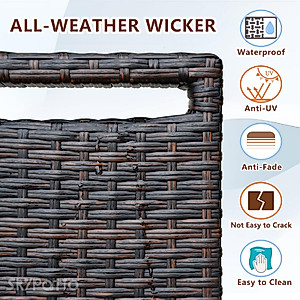 Skypatio Oversized Indoor & Outdoor Wicker Recliner, Adjustable All-Weather Wicker Patio Reclining Chair, Aluminum Patio Rattan Armchair with Thick Cushion