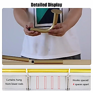 L Shape Room Divider Rod, Wall Mounted Beauty Salon Partitions Separator with 2 M High Privacy Curtains, Fitting Room Office Hospital Shared Bedroom Panel Temporary Wall (Color : Gold Rod+A Curtain,