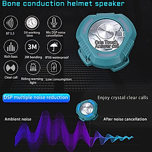 BenexBesdi Motorcycle Wireless Bone Conduction Helmet Speaker Waterproof Bluetooth Helmet Headphone with DSP Multiple Noise Reduction Microphone for Various Helmets (Green)