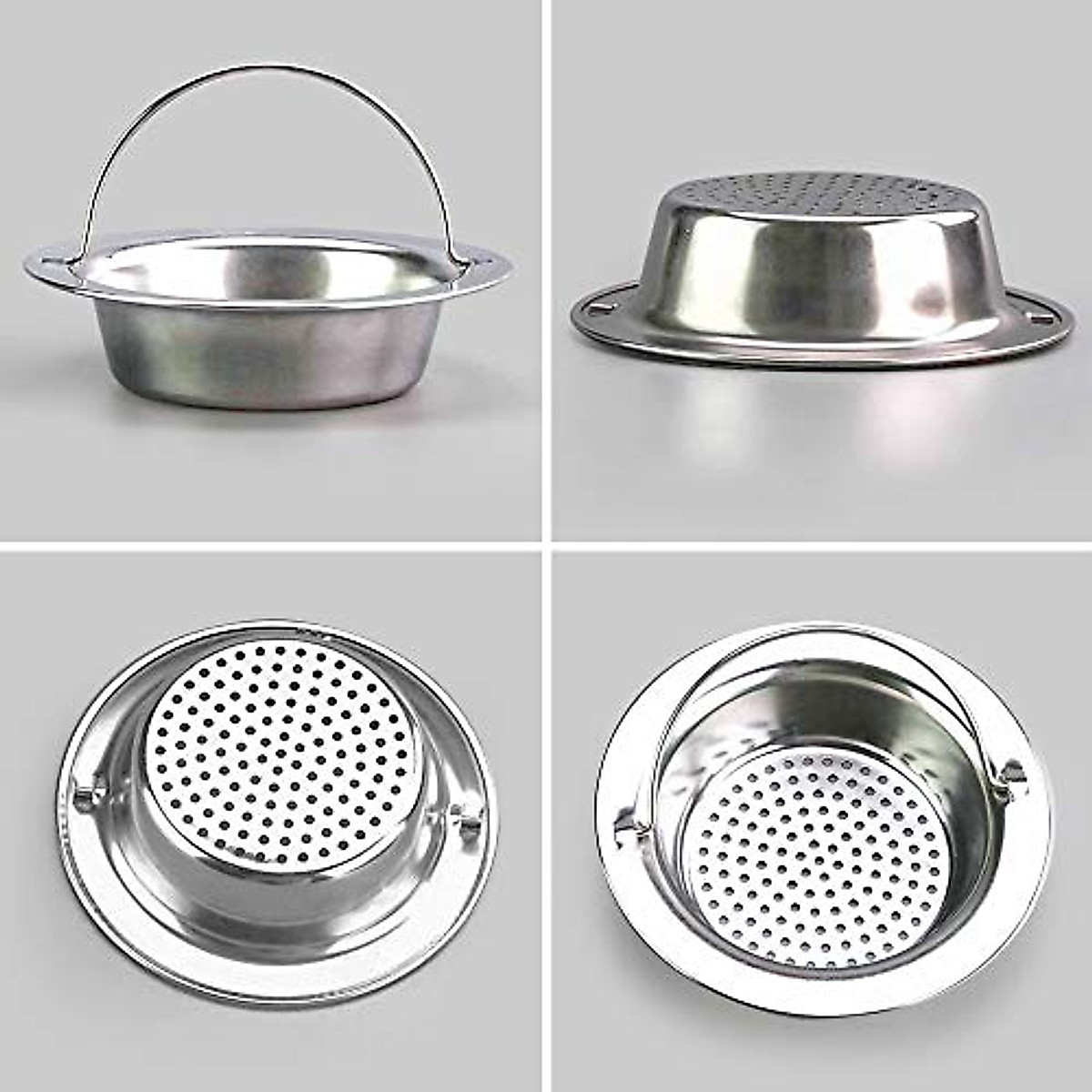 Noridez 2 Pack Upgrade Kitchen Sink Strainer with Handle, Premium Stainless Steel Sink Garbage Disposal Stopper Mesh Basket, Stainless Steel Kitchen Sink Basket Strainer, Wide Rim 4.33" Diameter Large