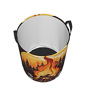 VducK Large Laundry Basket Bonfire Laundry Hamper Dirty Clothes Hamper for Laundry Collapsible Waterproof Laundry Baskets Decor Basket for Bedroom Living Room, Black, 35HN41G5FJ4F