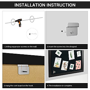 Board2by Black Cork Board Bulletin Board with Linen, Wood Framed 30" x 20" Corkboard, Office Board for Wall Decor, Wall Mounted Pin Board Picture Board with 20 Pushpins for School, Home & Office
