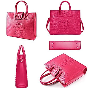 boshiho Women Handbag Fashion Ladies Purse Satchel Shoulder Tote Bag Real Leather Elegant Messenger Top-Handle Bags for Girls (Hot Pink)