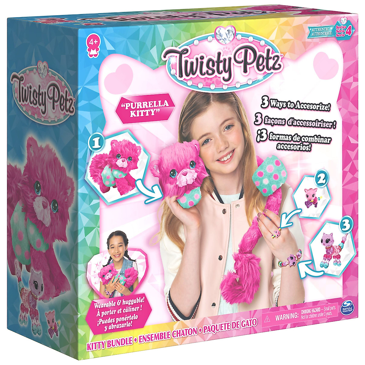 Twisty Petz, Series 4, Purrella Kitty Bundle with Cuddlez Plush and 2 Collectible Bracelets