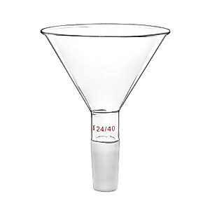 QWORK Glass Jointed Short Stem Powder Funnel Filter Funnel with 100mm Top O.D and 24/40 Inner Joint for lab