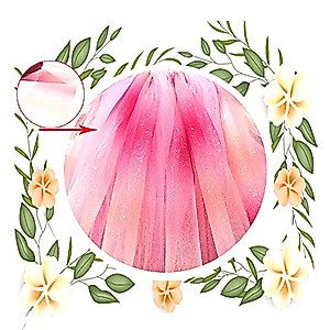 Yuanchuan Rainbow Glitter Tulle Rolls 6 inch x 10 Yards (30 feet) for Table Runner Chair Sash Bow Pet Tutu Skirt Sewing Crafting Fabric Wedding Birthday Ribbon (Rainbow Pink)