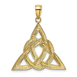 Solid 14k Yellow Gold Large Celtic Knot Irish Claddagh Trinity Irish Celtic Knot Knot Charm Pendant 28mm