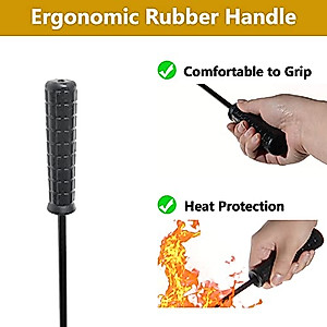 Fire Poker for Fire Pit, 28 inch Fireplace Poker, Removable and Portable Fire Pit Accessories, Heavy Duty Solid Steel Fireplace Camping Fire Tool, Rust-Resistant Black Finish