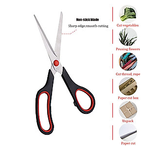 Scissors, Multipurpose office Scissors ,8.5 Inch Ultra Sharp Shears, Comfort-Grip Handles Household scissors，Sturdy Sharp Craft Supplies - Pack of 5, Right/Left Hande