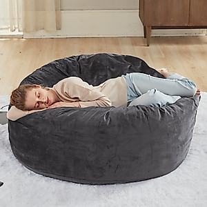 Codi Bean Bag Chair 4FT, Large Beanbag Seating for Adults, Urtra Soft Mink Bonded Material, Charcoal Dark Grey, 4ft, 48x48x26 Inch