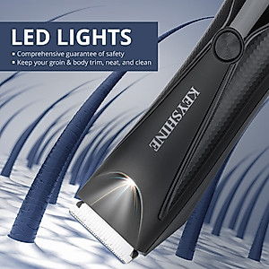 2 in 1 Groin Hair Trimmer Body Groomer for Men - Ball Shaver with 2 Different Replaceable Ceramic Blades Specifically Designed to Balance Safety and Sharpness - Keep Groin Body Trim Neat Clean