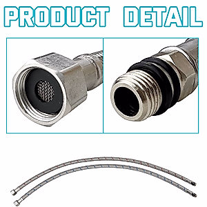 YooGyy 24" Length Bathroom Kitchen Faucet Connector Water Supply Line, Durable Braided Steel Hot and Cold Water Lines Faucet Hose 3/8" female compression thread x M10 male connector