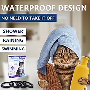 Calming Collar for Cats 4 Pack Cat Anxiety Relief and Stress Lasts 60 Days Cat Calming Collar Calming Pheromone Collar for Cats Cat Pheromone Collar Adjustable Size for All Cats(Black)