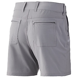 HUK Men's Standard Next Level Quick-Drying Performance Fishing Shorts, Overcast Grey, Large