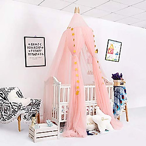 VERNASSA Canopy for Kids Bed, Bed Canopy, Xmas Gifts Princess Mosquito Netting Dome for Baby Crib Nook Castle Game Tent Nursery Play Room Christmas Decor (Pink)