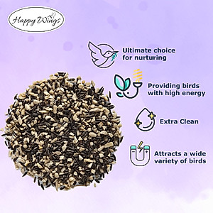 Happy Wings Finch Blend Bird Food, Mix of Sunflower Hearts/Kernels and Nyjer Seed, 5 Pounds | No Grow Seed | Bird Seed for Wild Birds