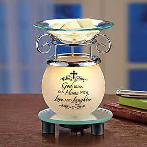 Collections Etc Lighted God Bless Our Home Plug-in Wax Melt Warmer, Tabletop Decoration for Any Room in Home