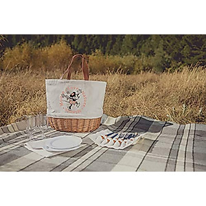 PICNIC TIME - Disney Minnie Mouse Promenade Picnic Basket for 2 - Picnic Set with Canvas Tote Bag, (Beige Canvas)
