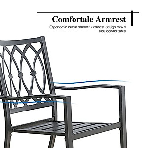 Patio Tree Stacking Outdoor Metal Dining Chairs, Patio Steel Dining Chairs with Armrest, Set of 2