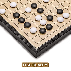 AMEROUS 11 Inches Magnetic Go Game Set (19 x 19), Travel Foldable Board Game Set with Magnetic Plastic Stones & Go Game Rules for Beginner, Kids, Adults （Weiqi）
