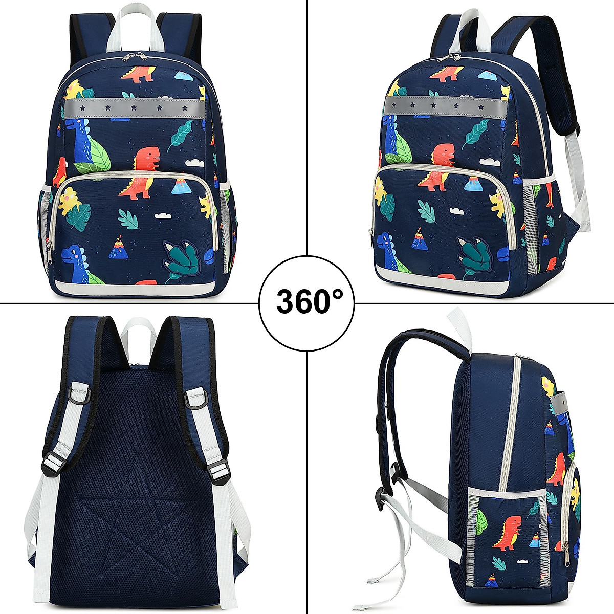LOIDOU Kids Backpack Boys Kindergarten Preschool Backpacks Toddler School Bag Bookbag 16 Inch Dinosaur Backpacks for Kids 5+