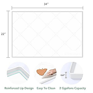 Under the Sink Mat Waterproof, Under Kitchen Sink Liner Mat 22”x34”, Silicone Under Sink Mats and Protectors for Kitchen Bathroom, Flexible & Thick Under Sink Drip Tray with Lip to Catch Water, White