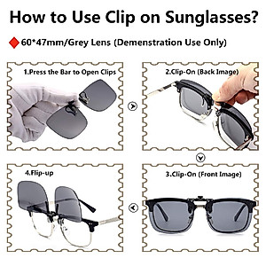 CAXMAN Clip On Sunglasses Over Prescription Frames for Men & Women w/Super Dark Category 4 Lens Polarized & 100% UV Protection Flip Up Large Size