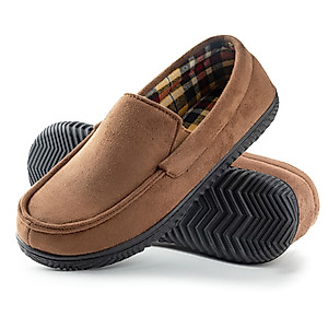 RockDove Men's Alexander Flannel Lined Loafer Slipper, Size 10 US Men, Coffee