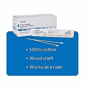 McKesson Cotton-Tipped Applicator Swabstick, Sterile, Wood Shaft, 6 in, 2 Count, 1000 Packs, 2000 Total