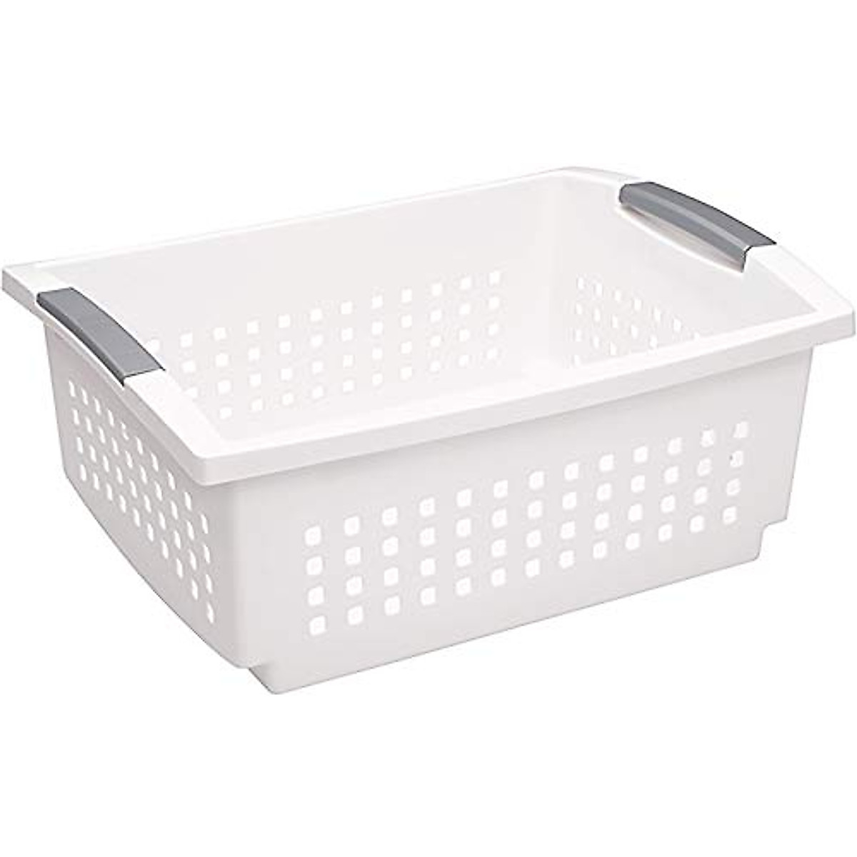 Sterilite 16648006 Stacking Plastic Basket, Large, White