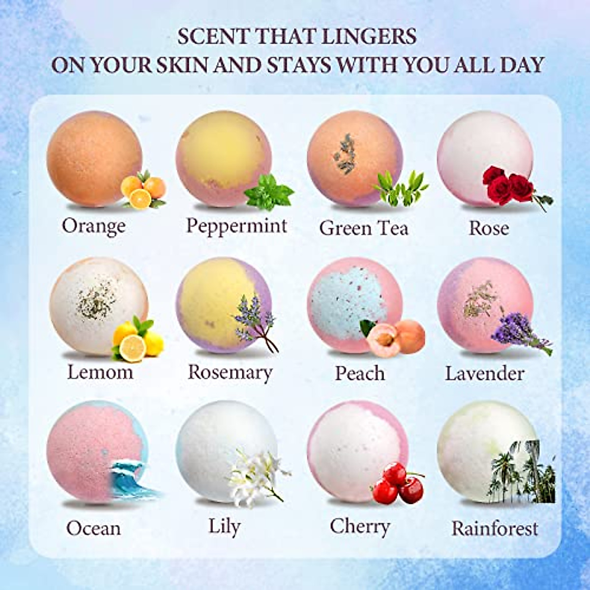 Beautifier Life Moisturizer Bath Bombs Gift Set(Set of 24)Natural Refreshing Bubble Bath Kit with Relaxing Scents Made from Essential Oils for Bubble and Spa Bath, Valentines Day Gifts