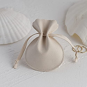 PandaSew Jewelry Bag 20pcs Luxury 10x8cm Microfiber Jewelry Pouch for Rings,Necklace,Pendant Gift Drawstring Packaging Bags, Beige