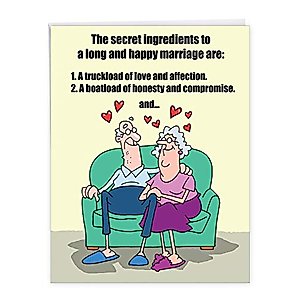 NobleWorks Jumbo Funny Anniversary Greeting Card 8.5 x 11 Inch with Envelope (1 Pack) Large Jumbo Couple, Husband, Wife, Parents Anniversary Congratulations Marriage Secrets J9780