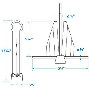 Seachoice Utility Anchor w/ Slip Ring, Size 7E, Galvanized Steel