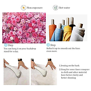 Pink Flower Wall Backdrop Rose Floral Photography Background for Girls Bridal Shower Wedding Party Banner Decorations Women Birthday Party Supplies Photo Props (7x5FT)