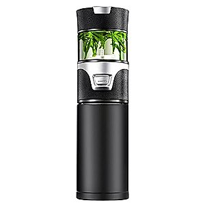 15 oz Double Wall Glass Tea Bottle, Portable Vacuum-Insulated Thermal Tea Bottle, Tea Tumbler with Infuser (black)